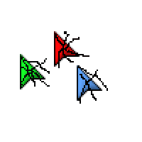Black, Red, Blue, and Green Widow zzz Cursors