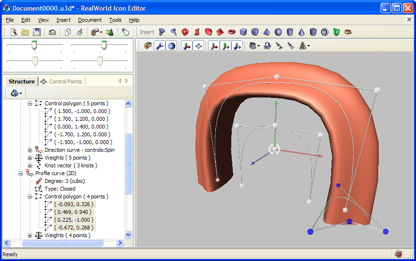 Surface created by sweeping one curve along another - screenshot Surface created by sweeping one curve along another - screenshot